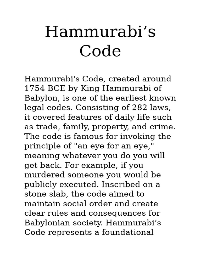 Hammurabi's Code | PDF