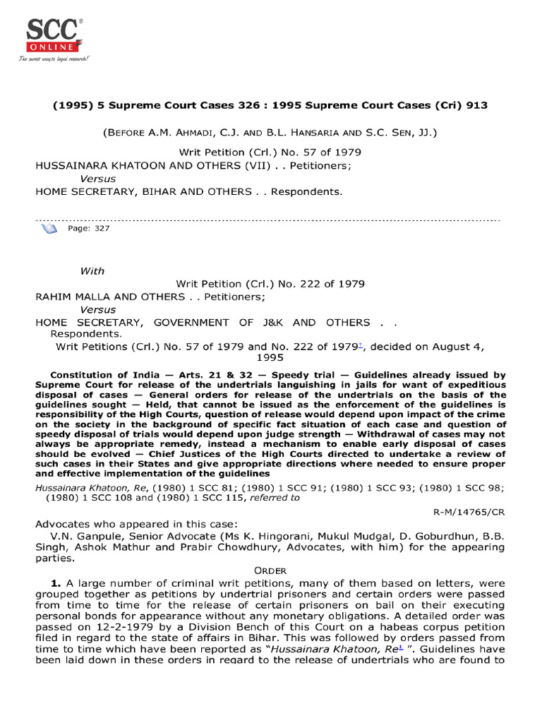 Hussainara Khatoon | PDF