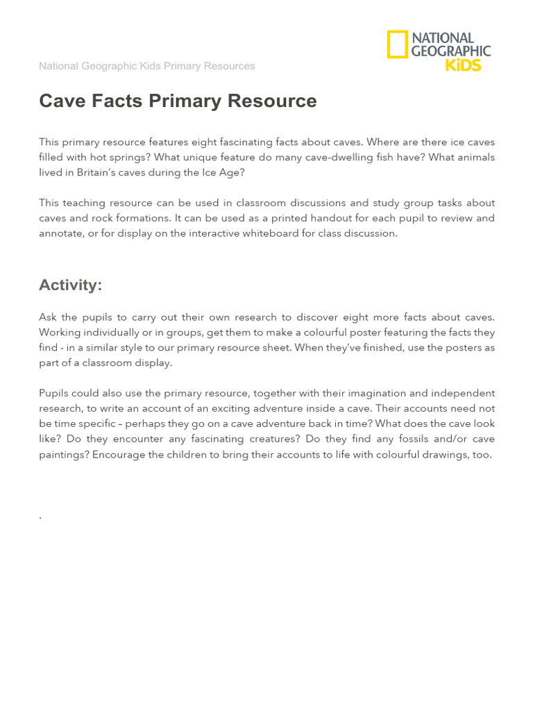 Cave Facts Primary Resource Stimulus Sheet | PDF