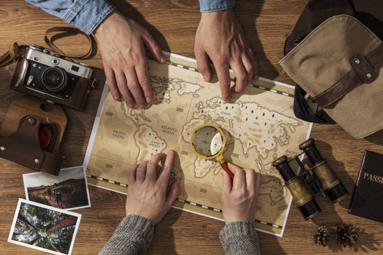 Flat Lay Hand Holding Magnifying Glass | PDF