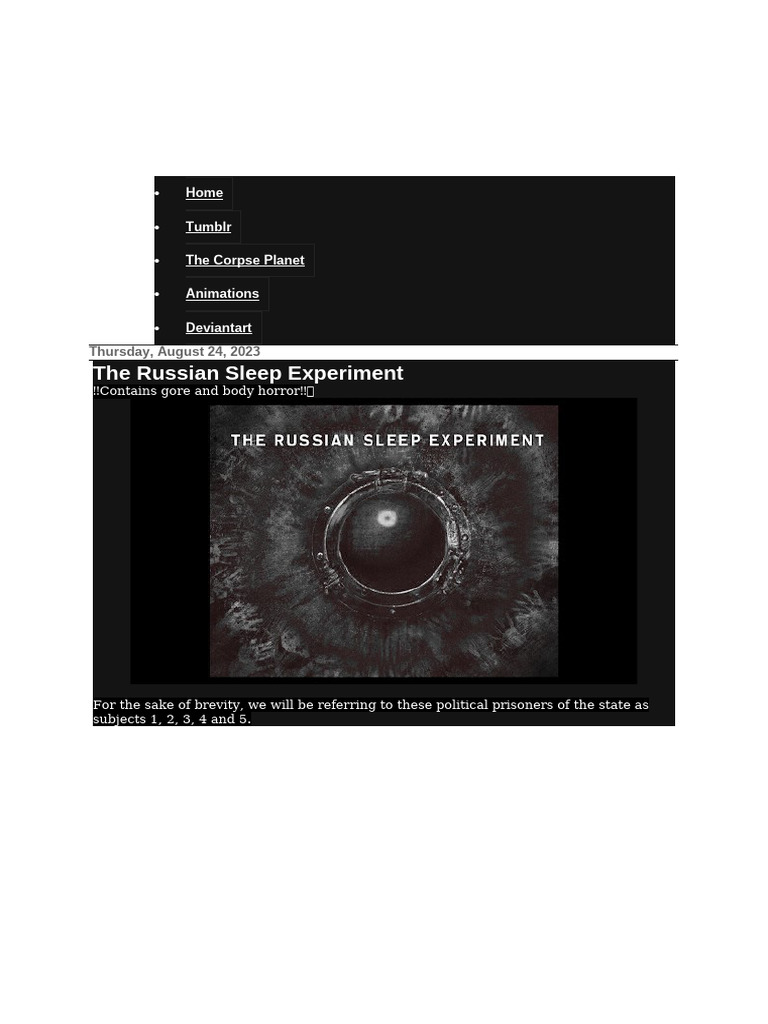 Russian Sleep Exprmt | PDF