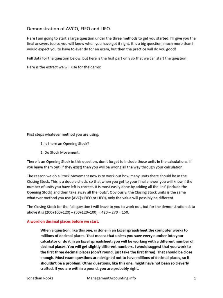 Demonstration of AVCO Etc | PDF