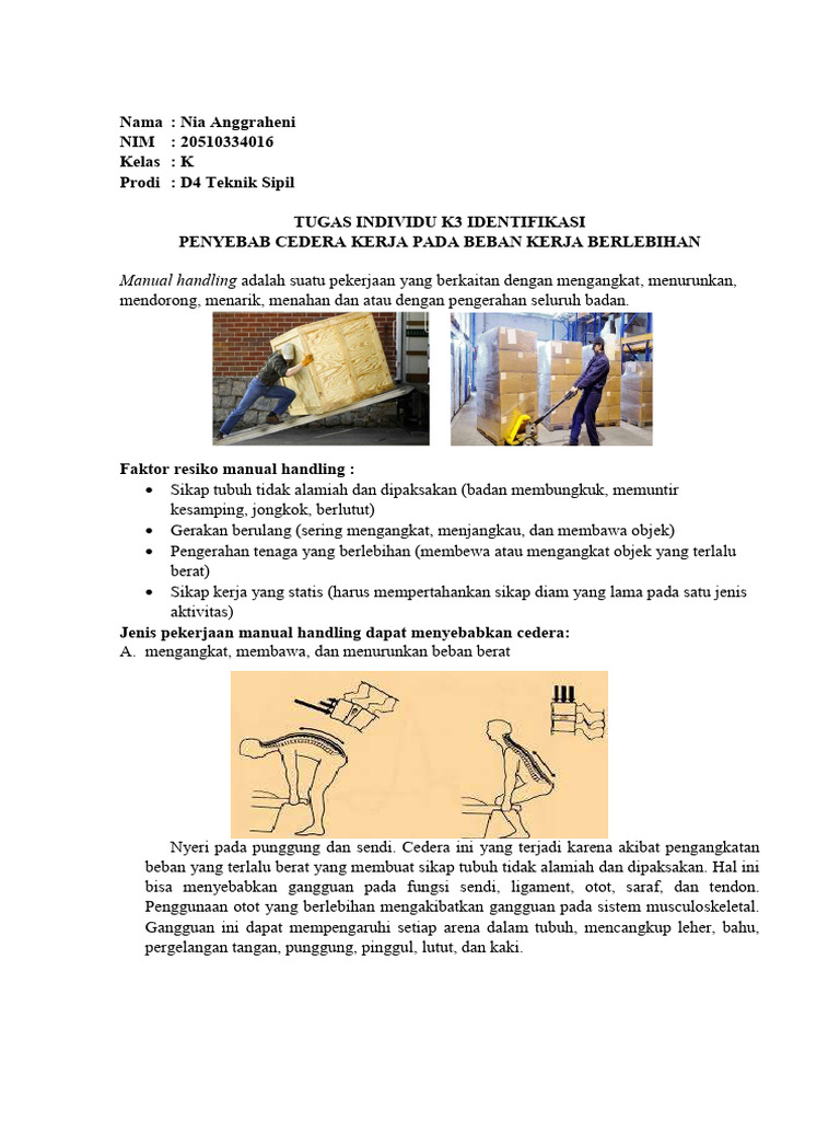 Nia Anggraheni - 20510334016 - Tugas Ergonomi Kerja | PDF