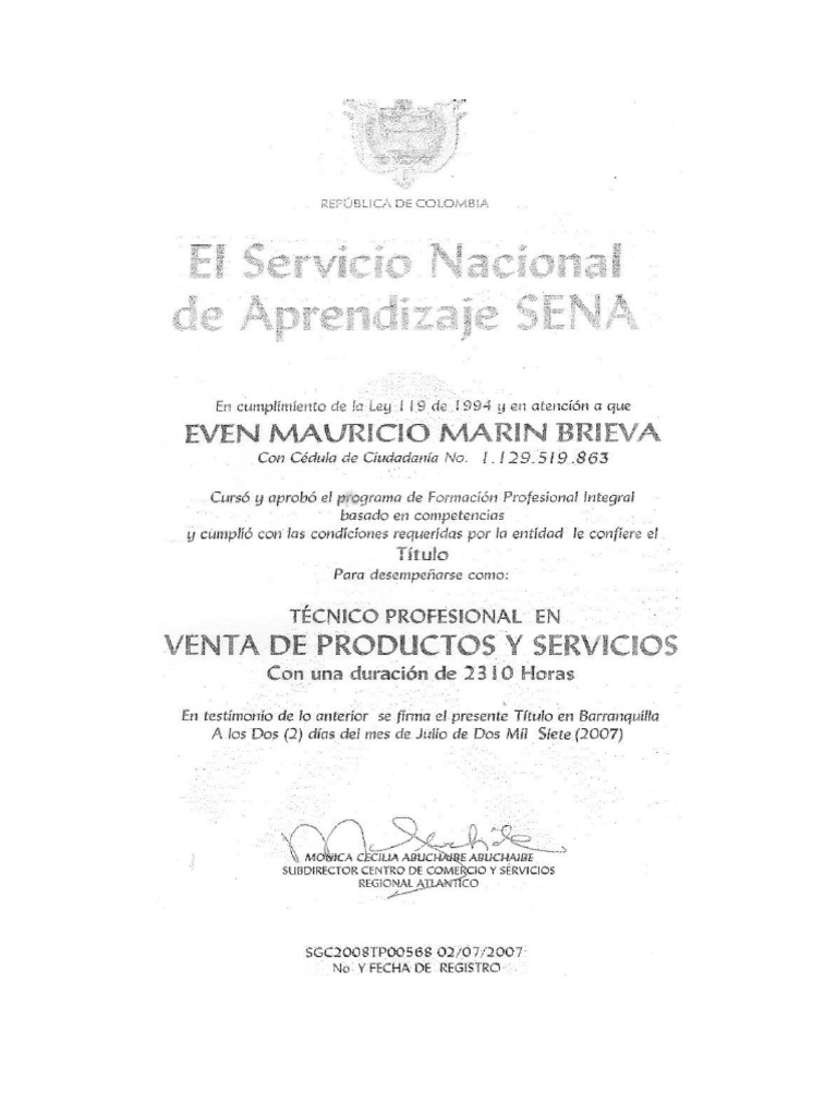 Certificado Sena | PDF
