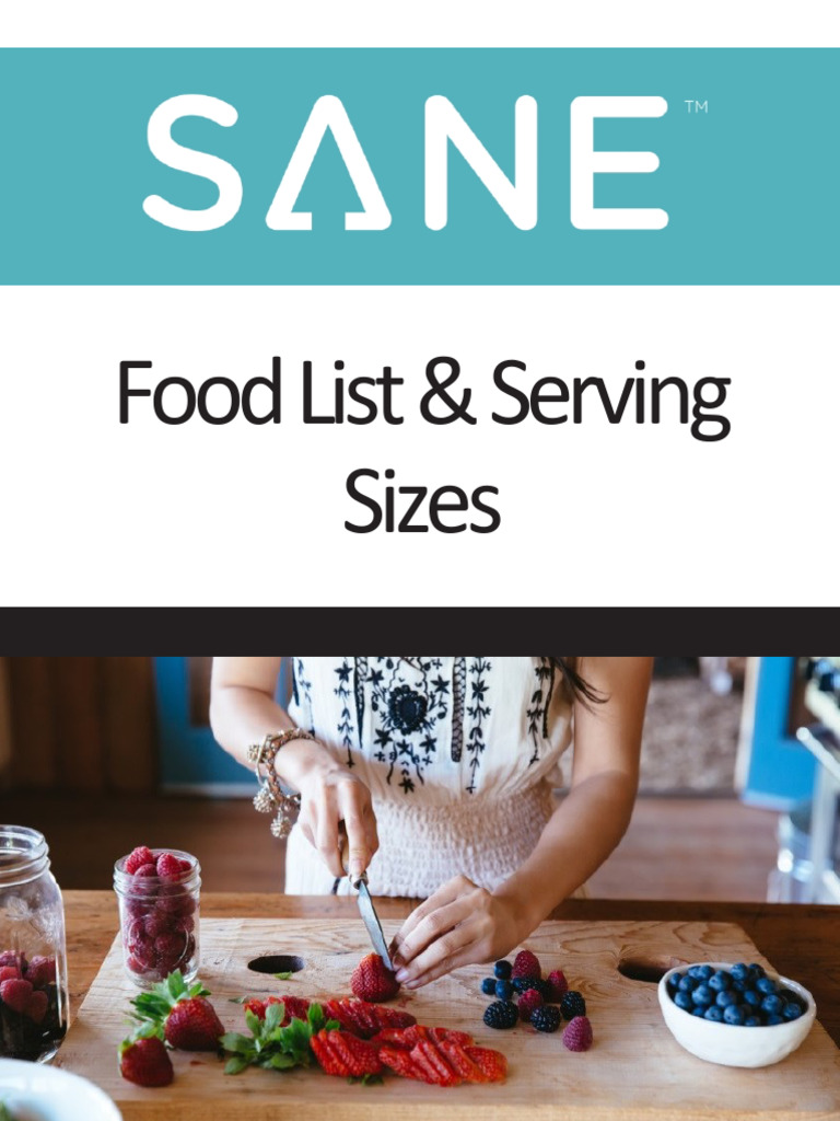 SANE Blueprint Food List and Serving Sizes | PDF | Foods | Dieting