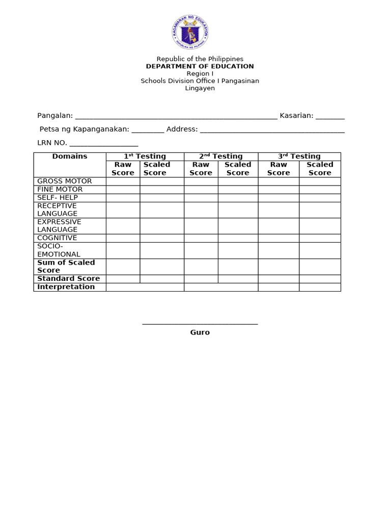 New Eccd Checklist 1ST 3RD | PDF
