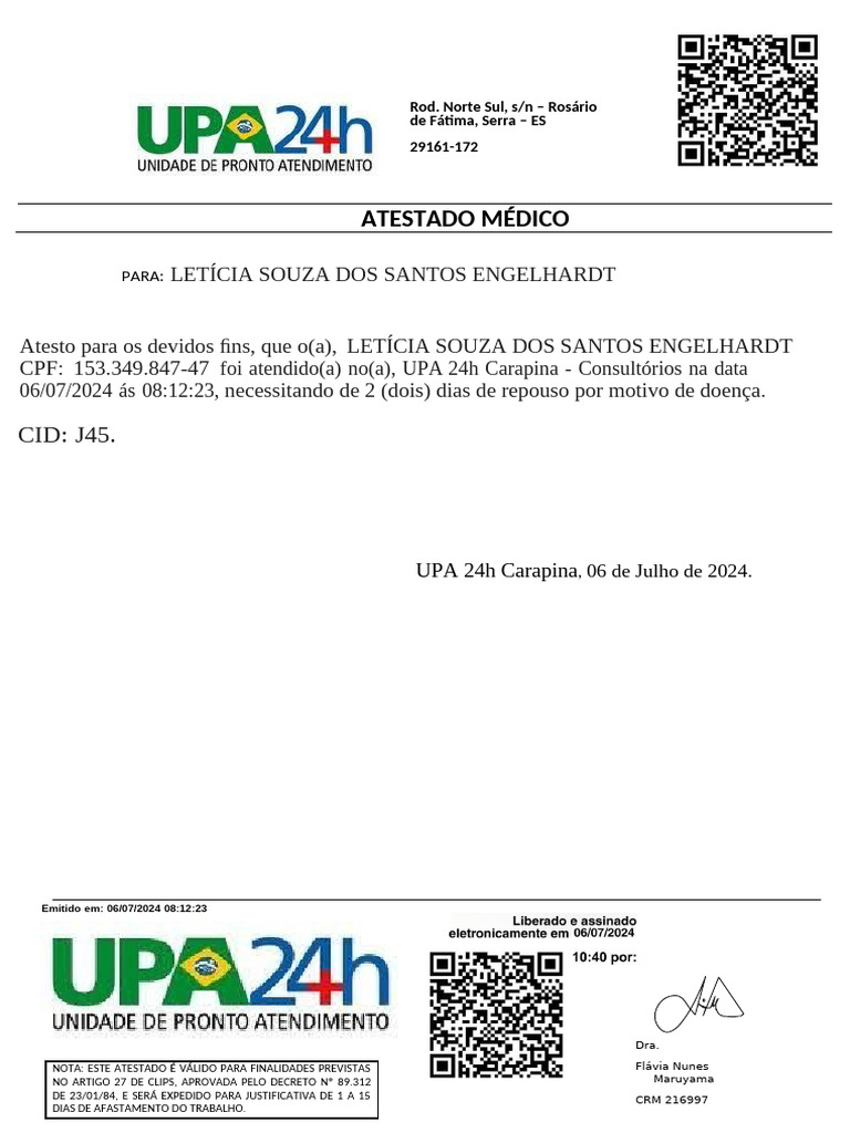 Atestado Digital Upa | PDF