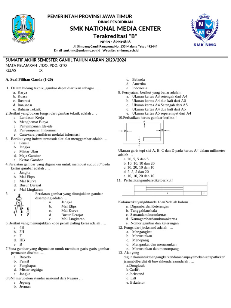 Soal Jawab SAS Ganjil X 2023-2024 (Vivy Brilliani - Riris Mahkotawati - EVAN - DDK) | PDF