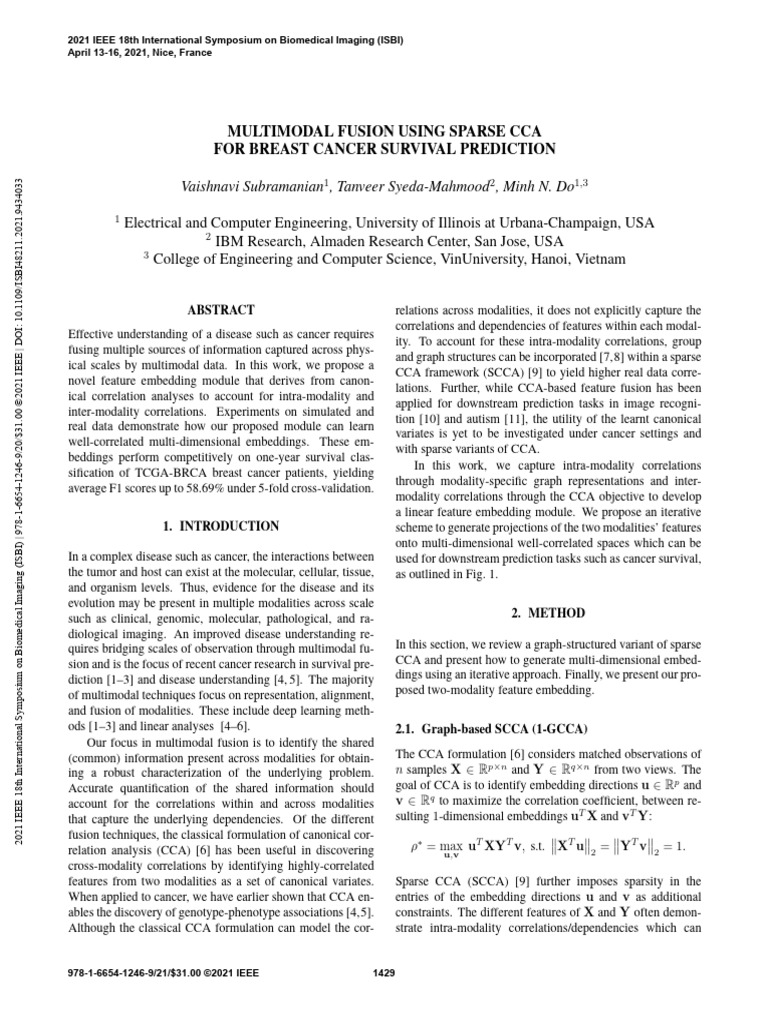 Multimodal Fusion Using Sparse Cca For Breast Cancer Survival ...