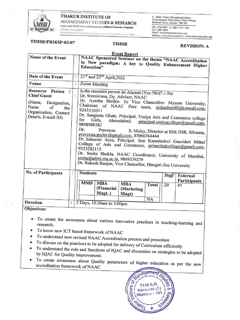 50 Seminar On NAAC Accreditation | PDF