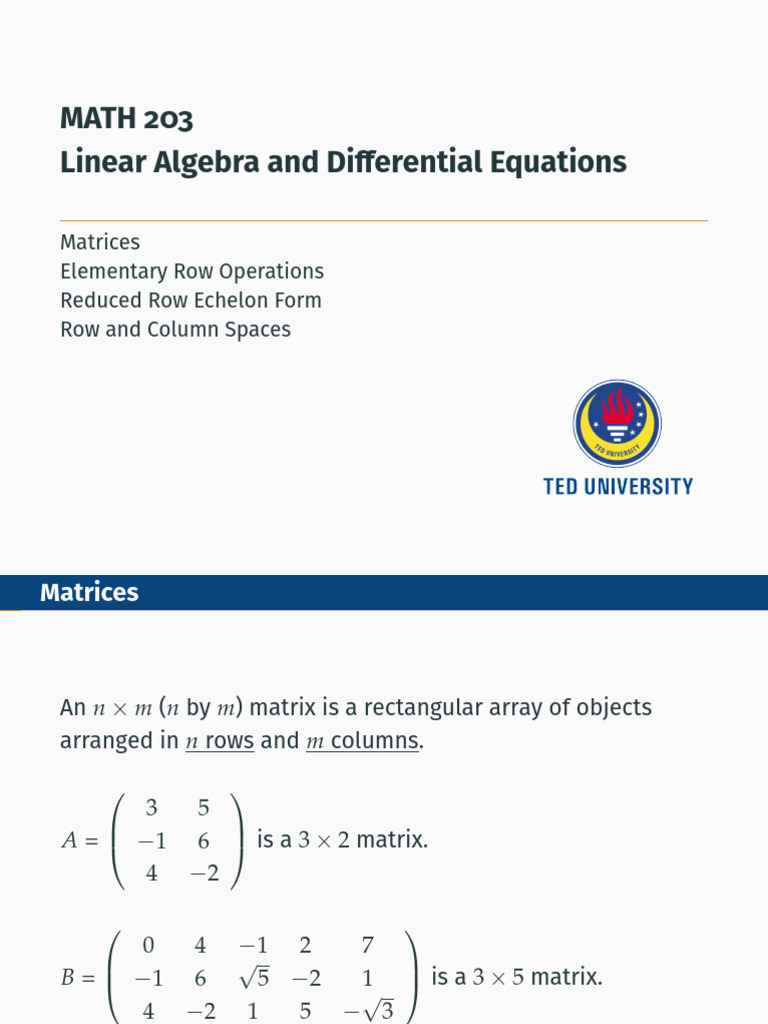 TEDU_MATH_203_18_Matrices | PDF