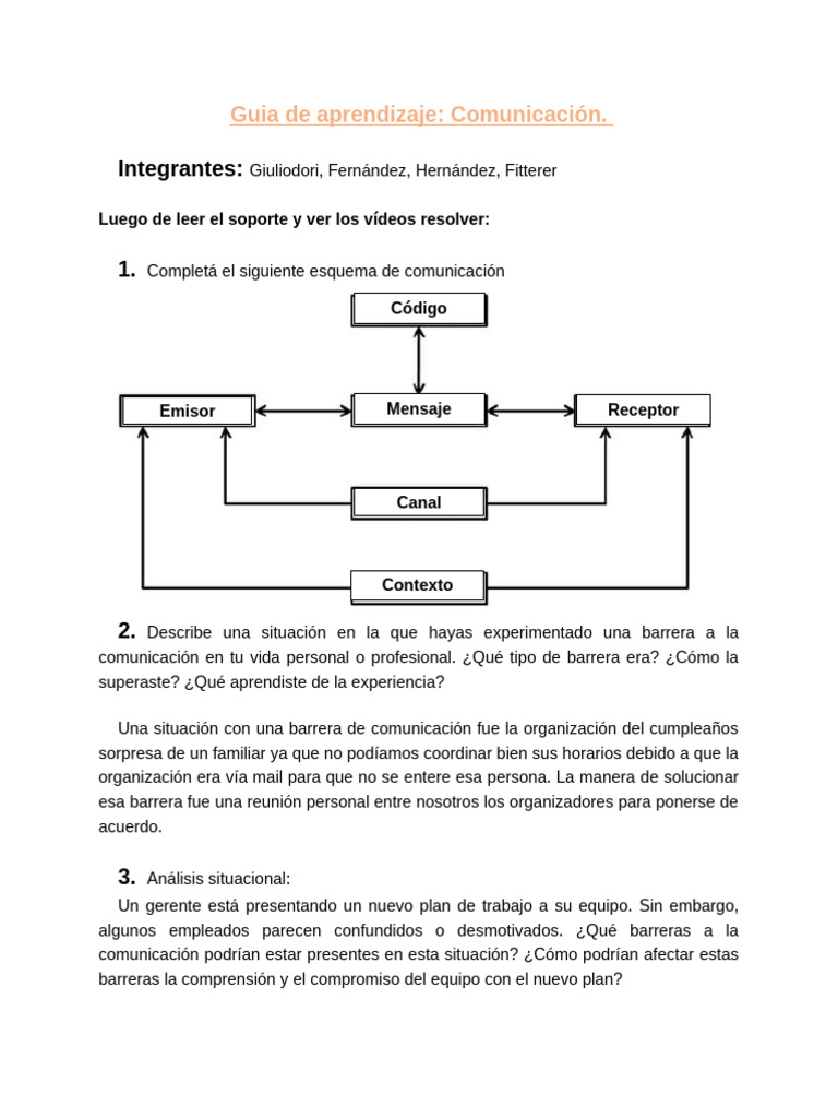 Guia de Aprendizaje Comunicacion | PDF