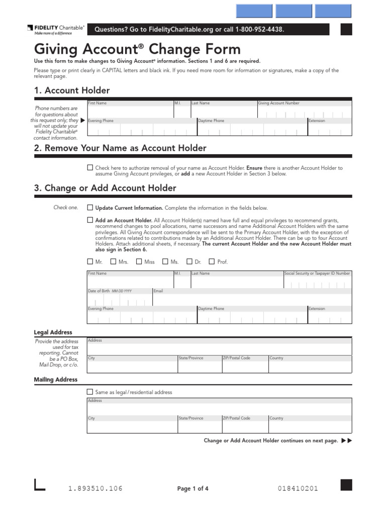 Giving Account Change Form | PDF | Zip Code