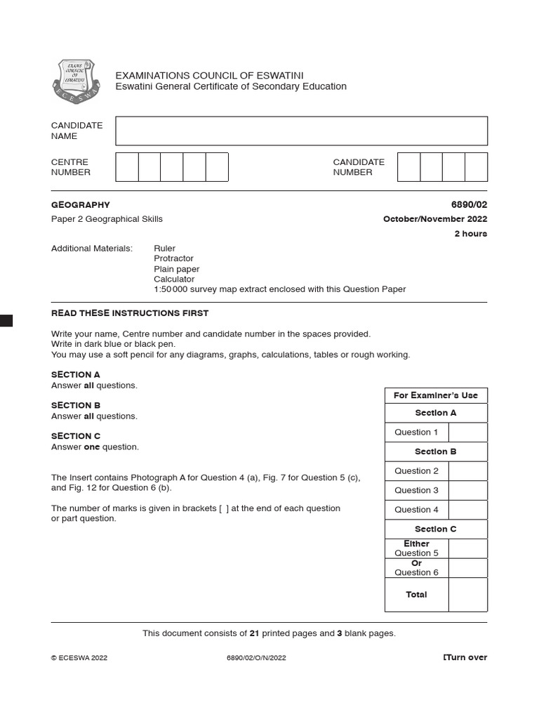 EGCSE Geography 2022 Question Paper 2 | PDF