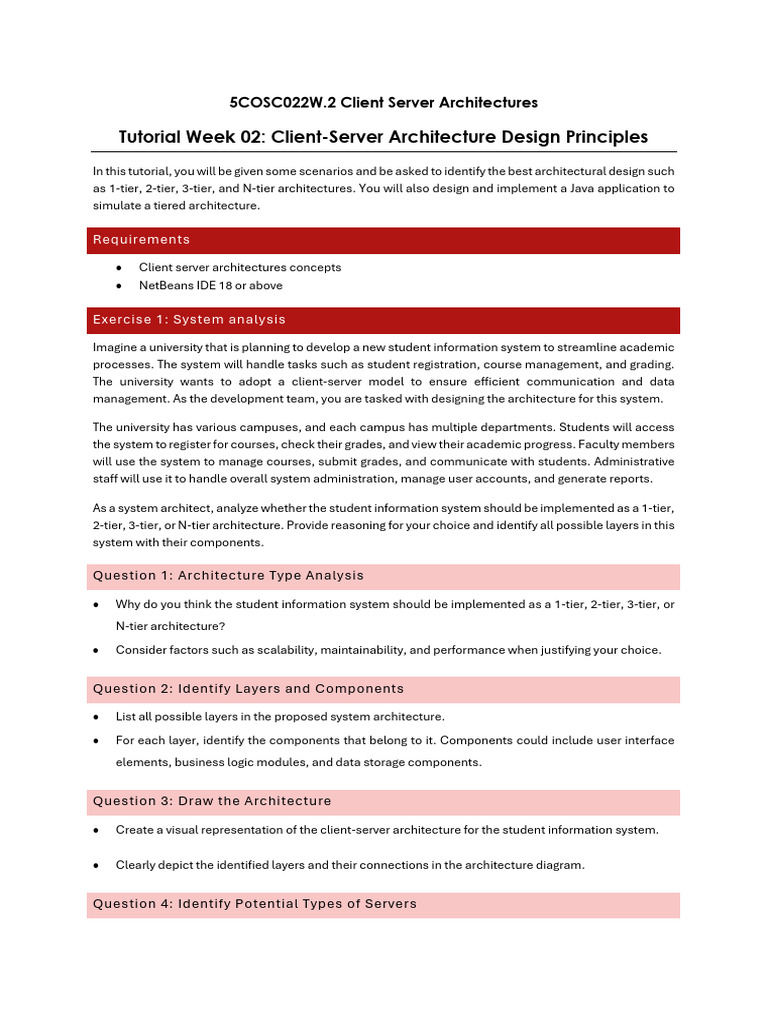 5cosc022w 2 Client Server Architectures Tutorial Week02 Pdf