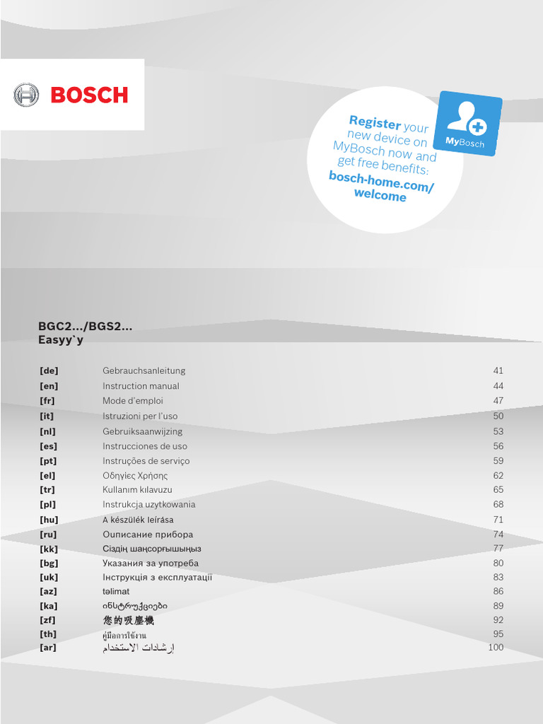 Bosch BGC21POW1 Instruction | PDF
