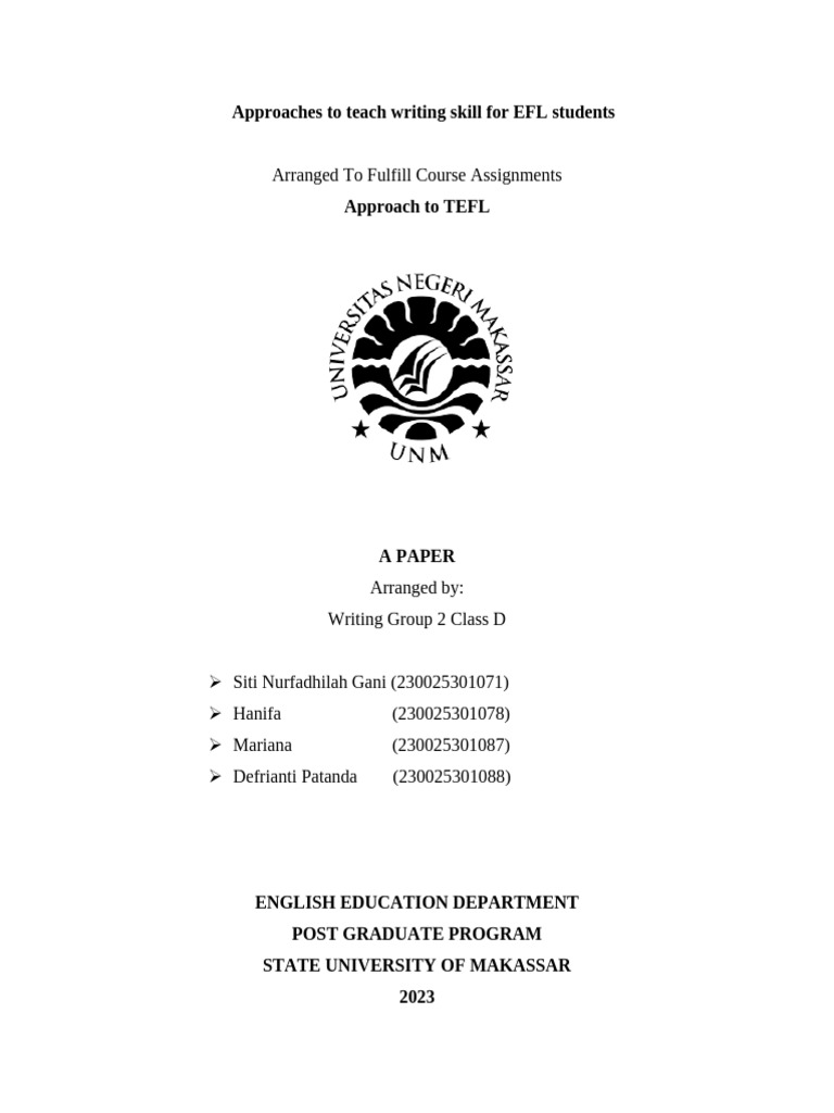 Approach To Tefl Group 2 Writing Pdf