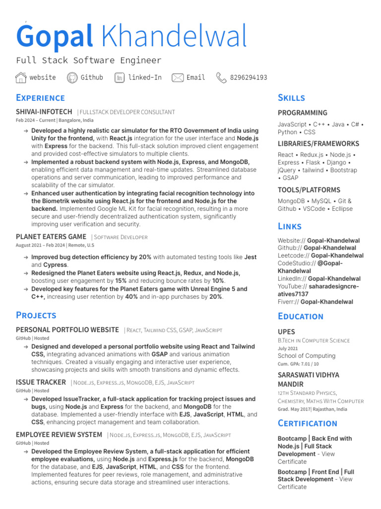Gopal Khandelwal Fullstack | PDF
