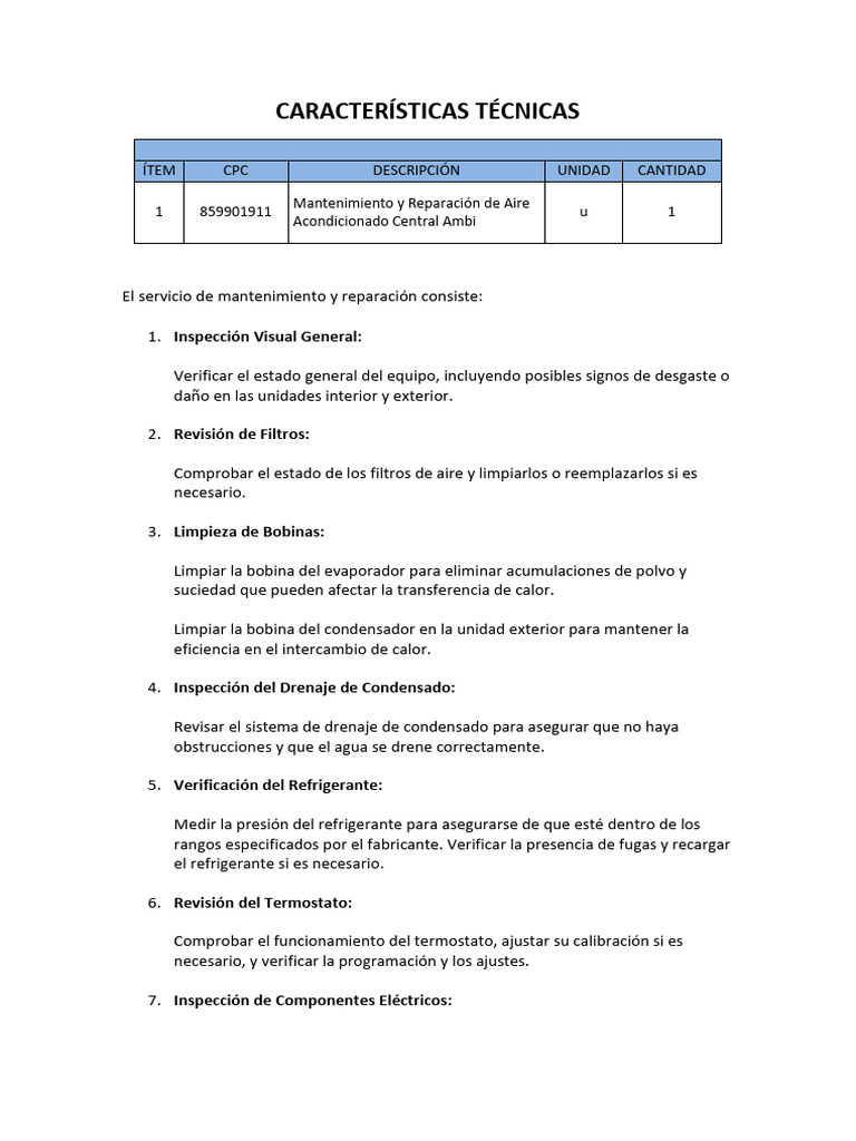 Caracteristicas Tecnicas Aire Acondicionado Eenorte | PDF