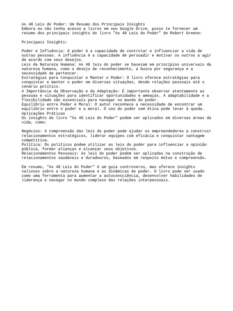 Resumo - 48 Leis Do Poder | PDF