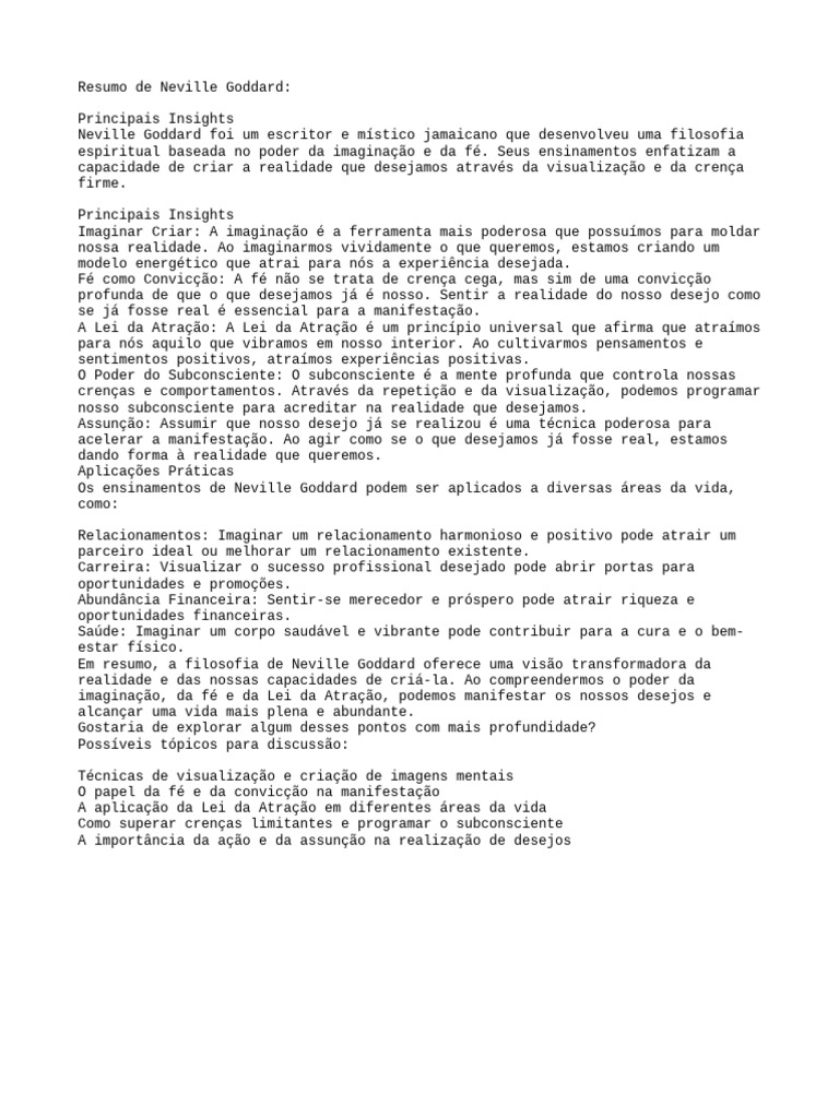 Resumo - Neville Goddard | PDF