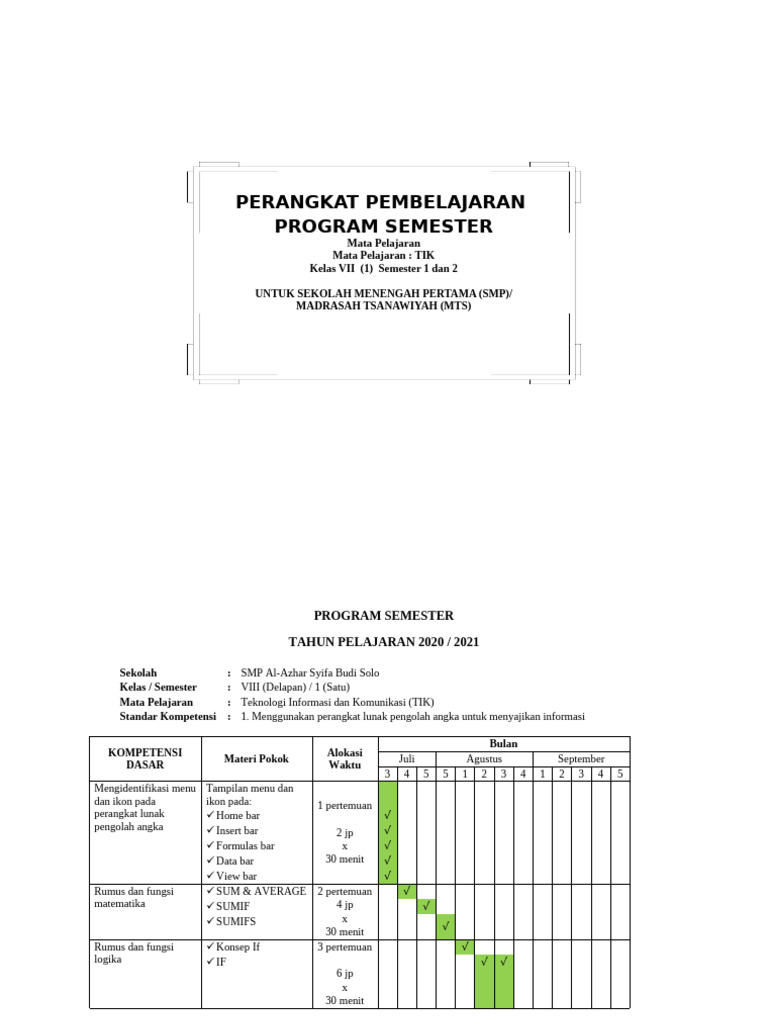 4. Fix - Kls.8 - Prosem - I & II | PDF