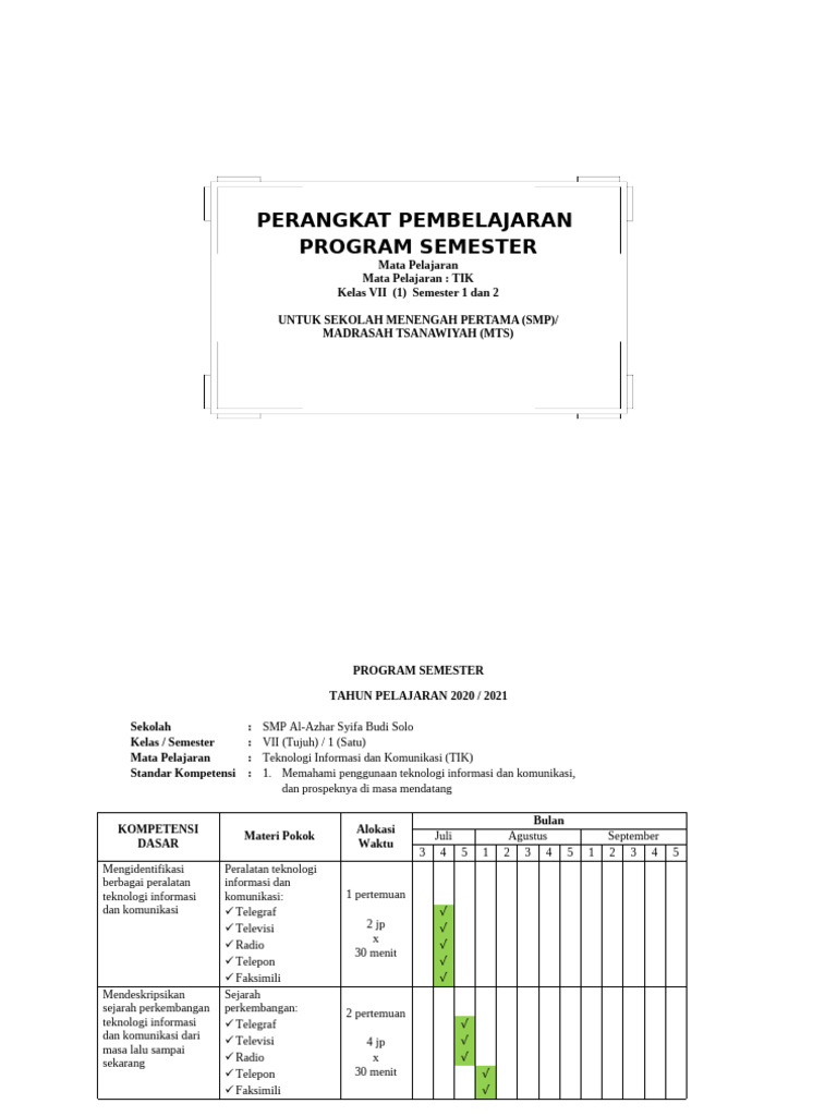 Fix - Kls.7 - Prosem - I & II | PDF