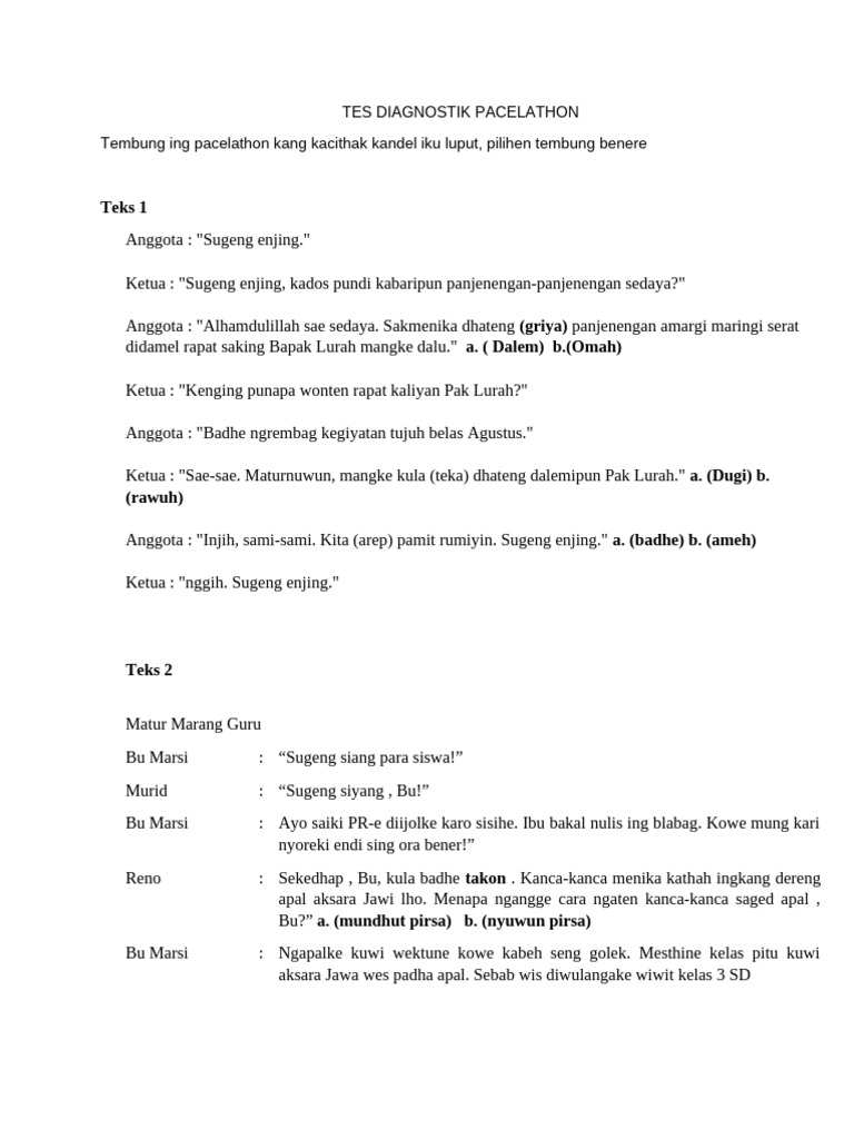 Asesmen Awal - Pacelathon | PDF