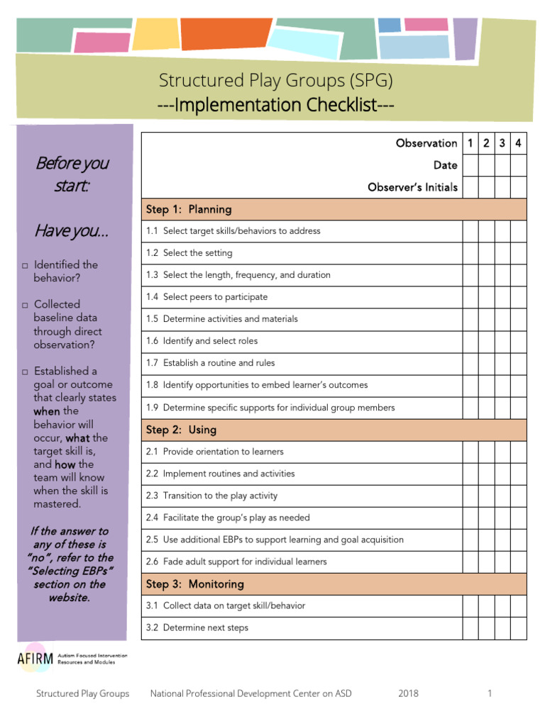 SPG Implementation Checklist | PDF