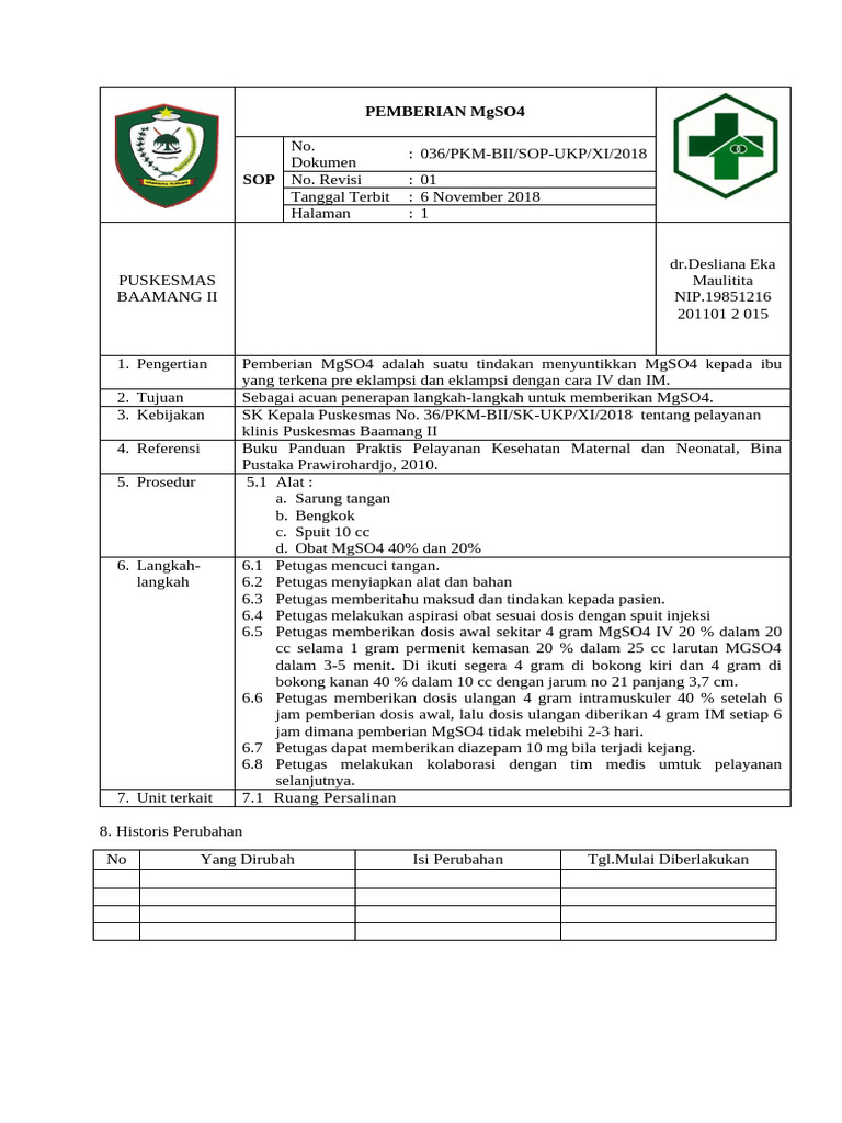 PEMBERIAN MgSO4 | PDF