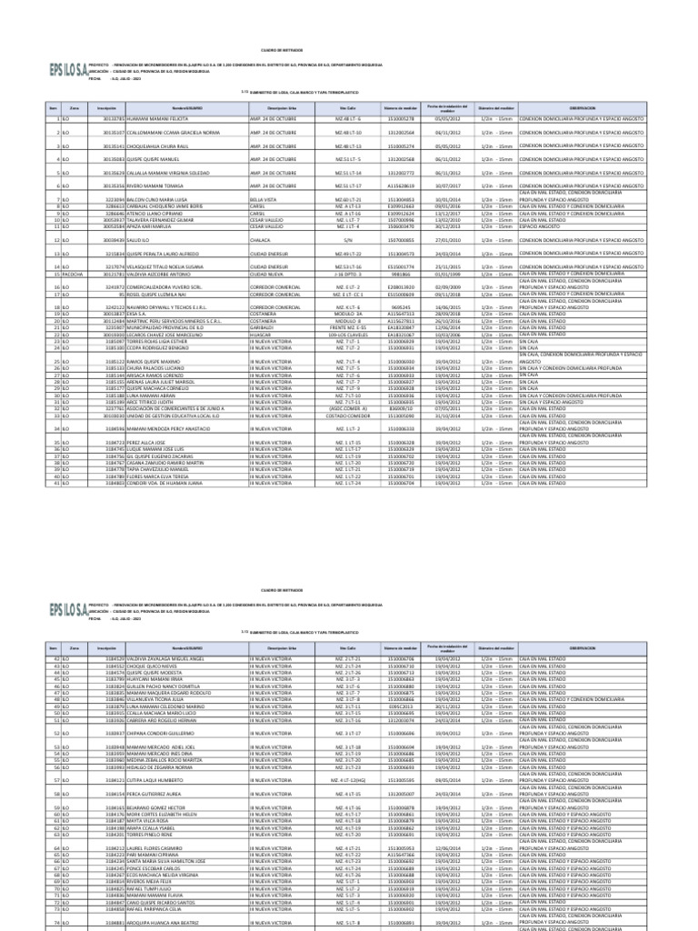 Lista de Cambio de Cajas Servicio | PDF