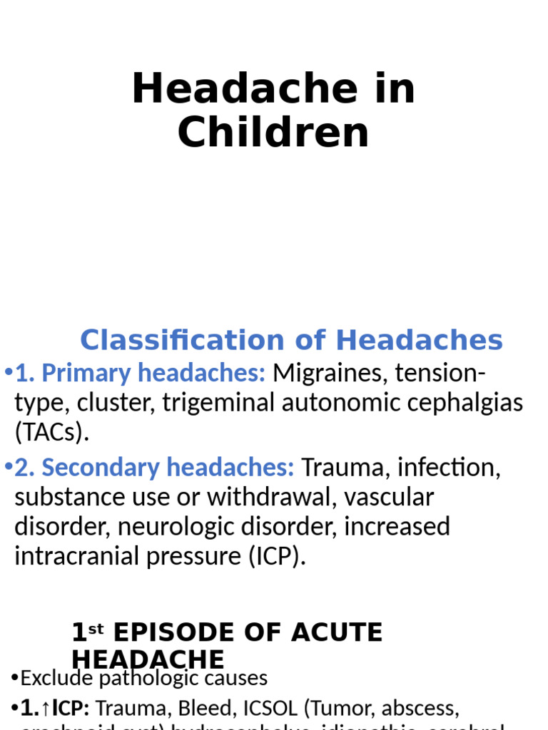 Headache in Children | PDF