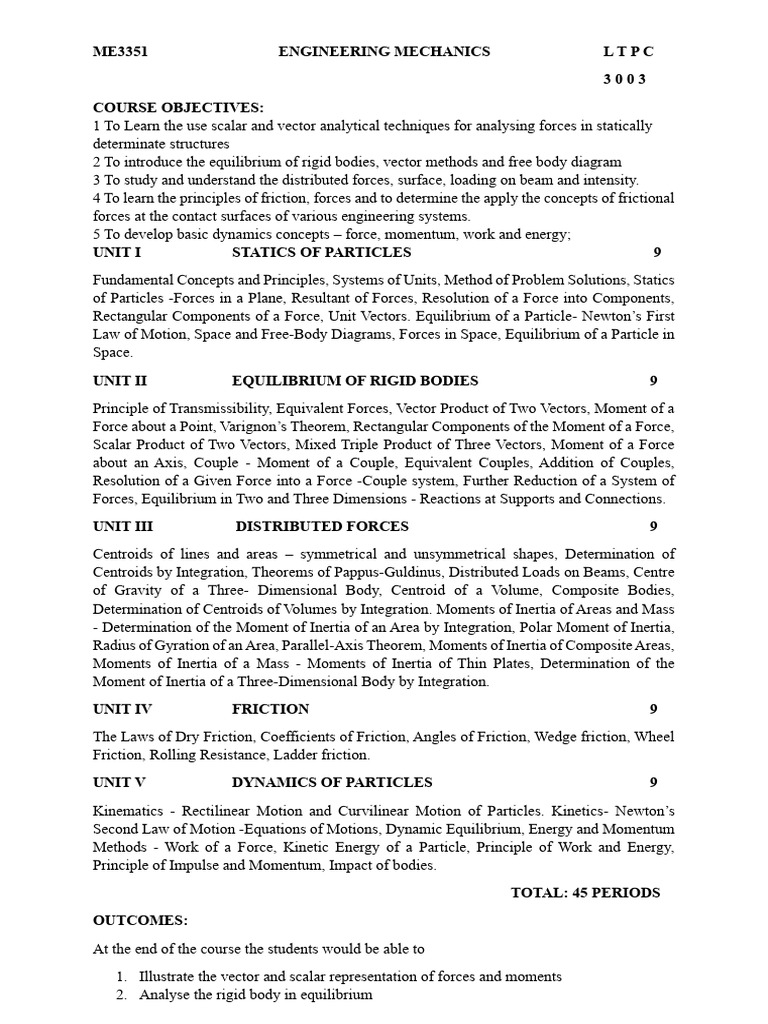 ME3351 EM Syllabus | PDF