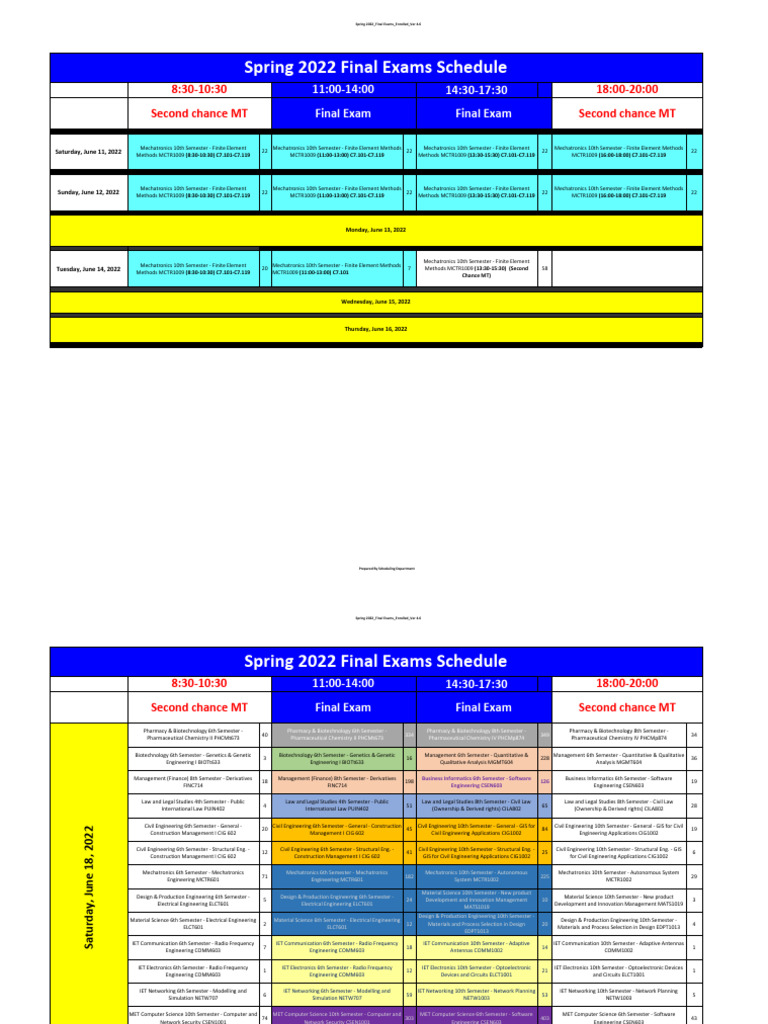Spring 2022 Final Exams Schedule 4.6 | PDF