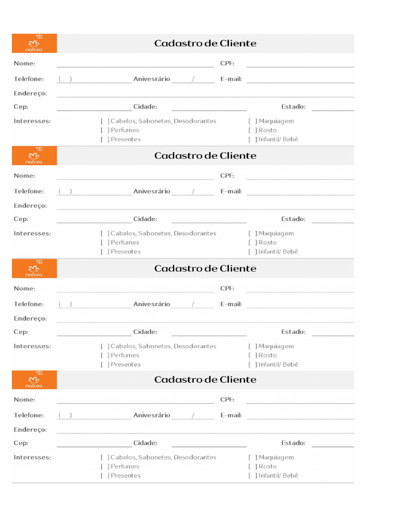 Ficha Cadastro Cliente | PDF