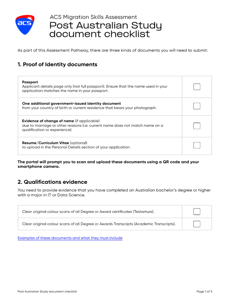 PostAustralianStudy DocumentChecklist | PDF