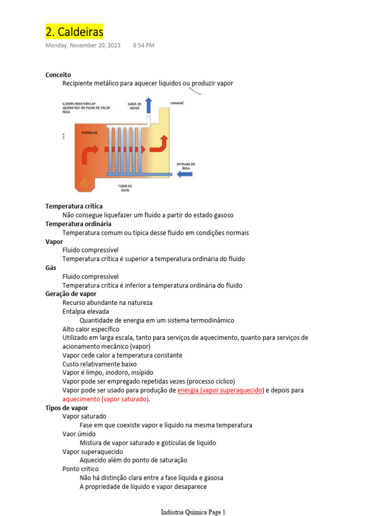 Caldeiras Indústria Quimica Engenharia | PDF