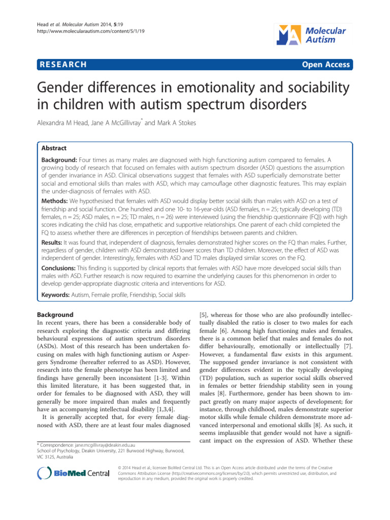 Gender Differences in Emotionality and Sociability in Children With ...