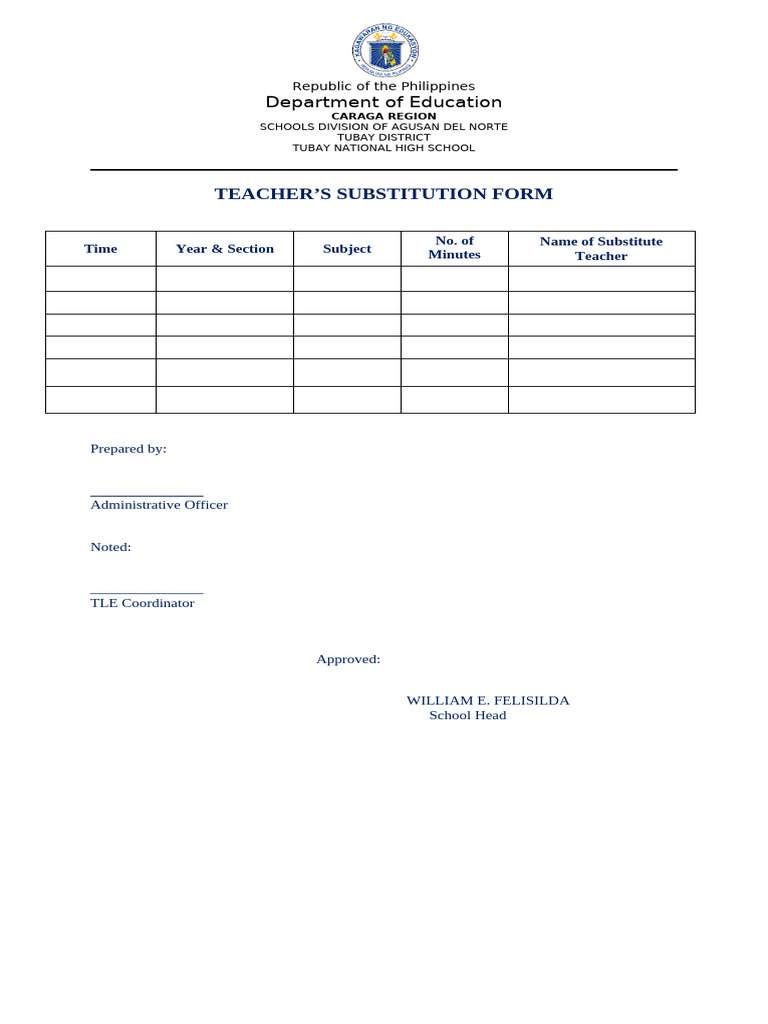 Substitution Form | PDF