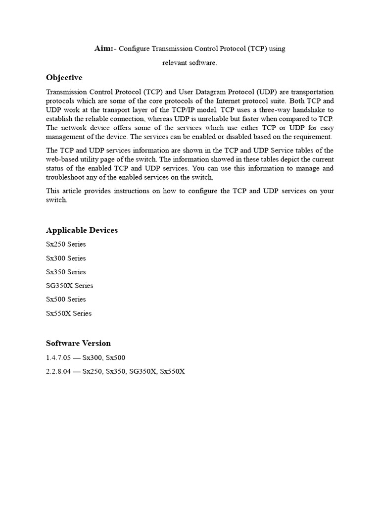 Configure Transmission Control Protocol (TCP) | PDF