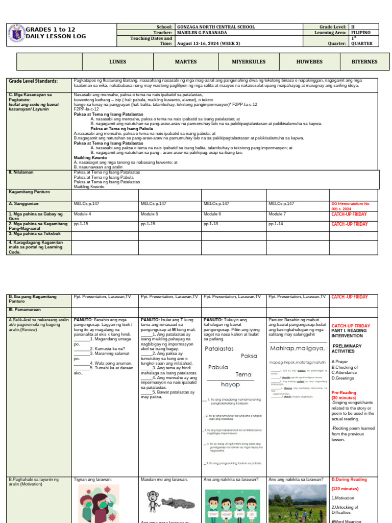 DLL - Filipino 2 - Q1 - W3 | PDF