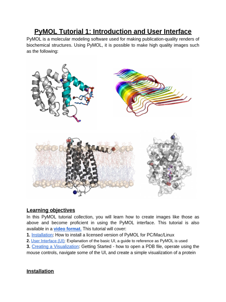 Molecular Modeling Using Pymol 1 Introduction And User Interface Pdf