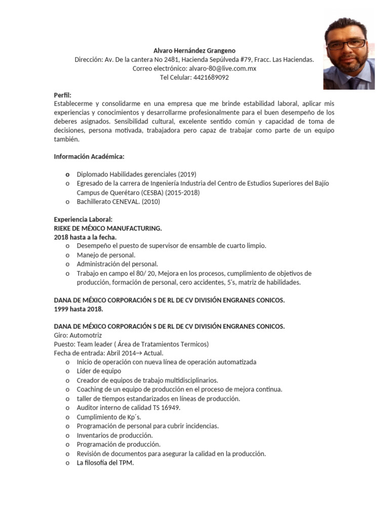 CV ejemplo | PDF