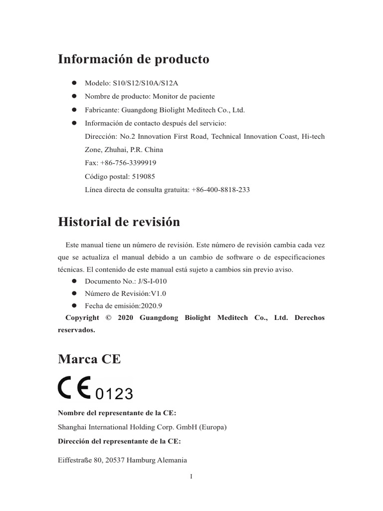 1.22.02-0010-06-01 S10&S12&S10A&S12A Patient Monitor User Manual ...