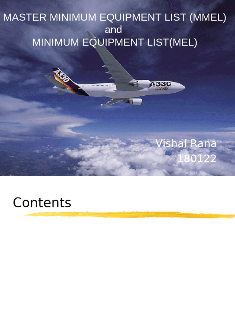 Master Minimum Equipment List (Mmel) and Minimum Equipment List (Mel) | PDF