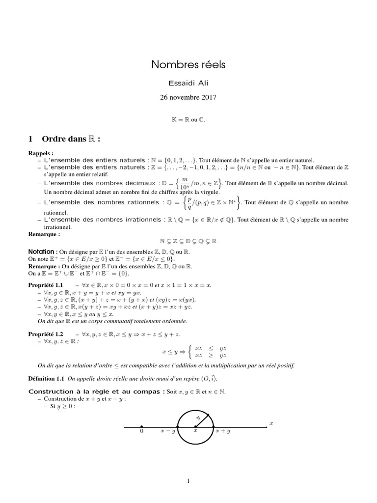 Nombres Réels - Cours Complet | PDF