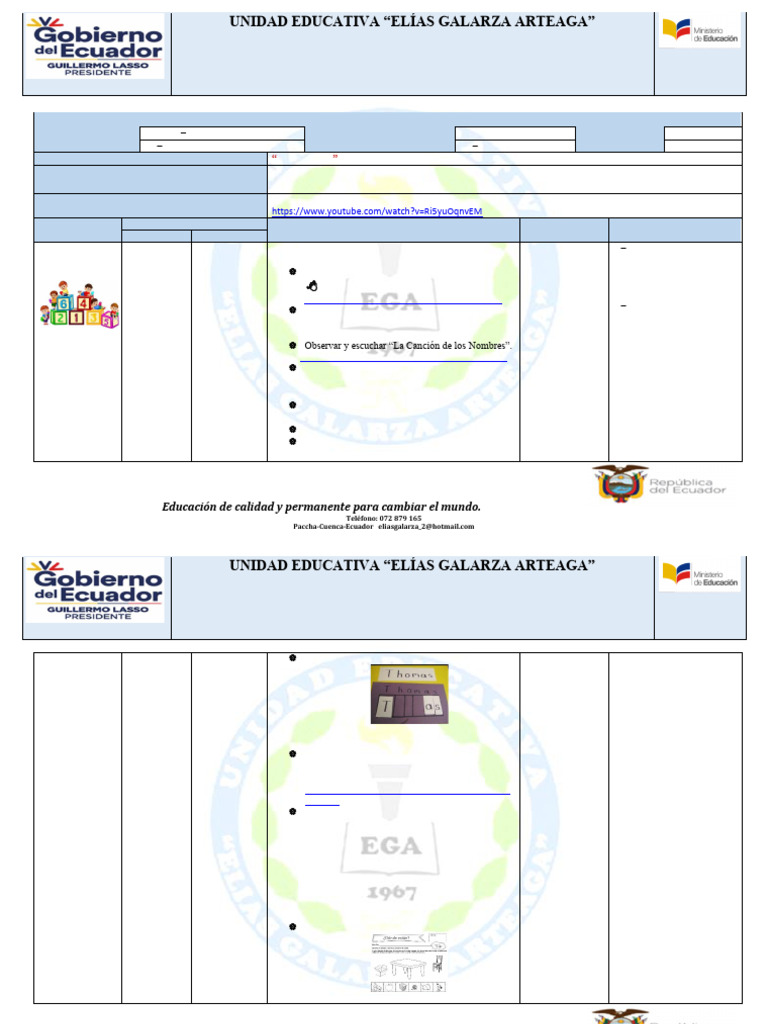 Planificacion Nivel Inicial Semana 43 Refuerzo Del Lunes 17 de Junio Al Viernes 21 de Junio de ...