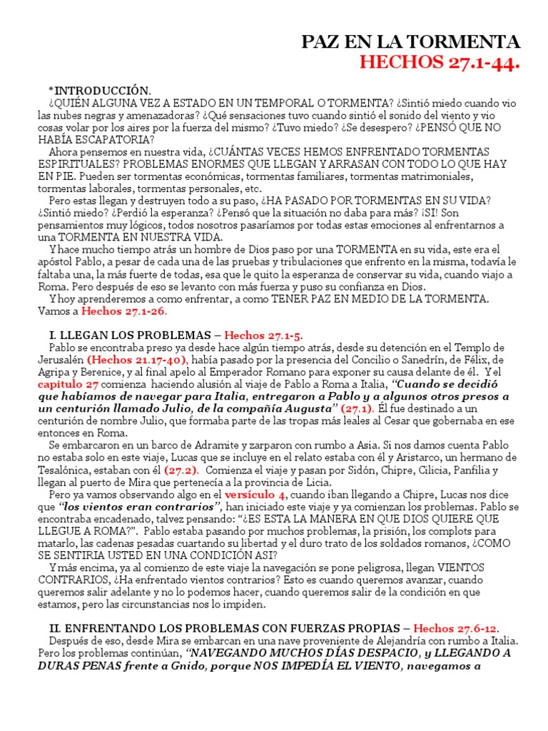 HECHOS 27.1-26 - Paz en La Tormenta | PDF | Pablo el apóstol | Barcos