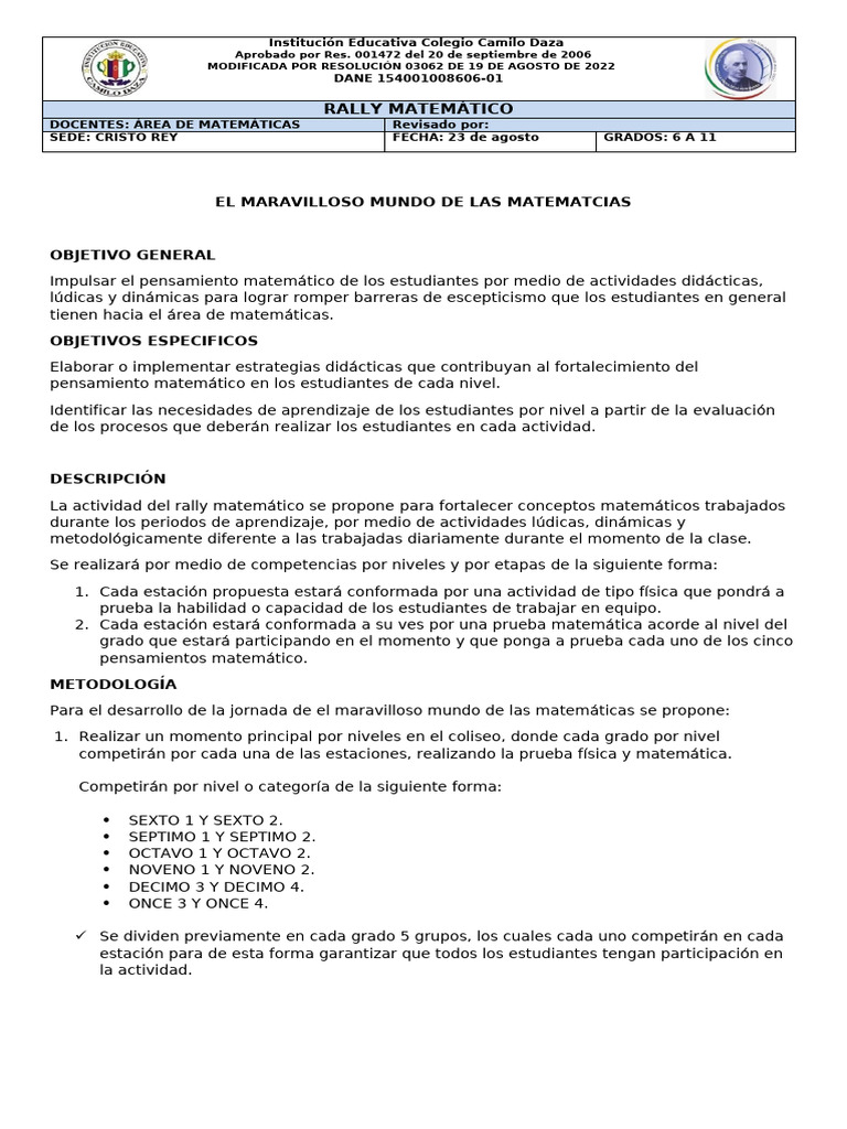 Rally Matmático | PDF