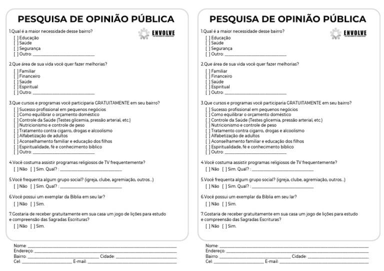 PESQUISA DE OPINIÃO PÚBLICA 2x | PDF